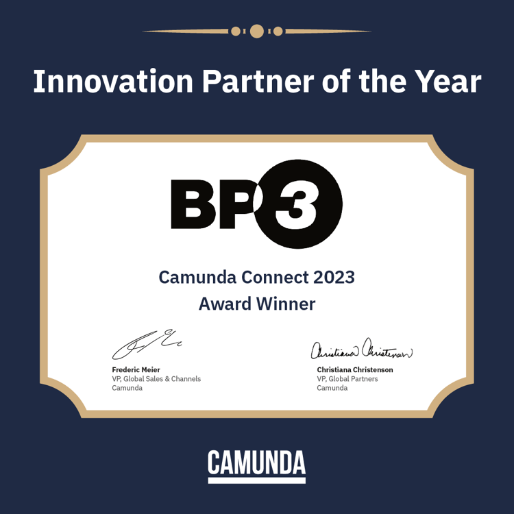BP3 Global Wins Camunda Innovation Partner of the Year 2023